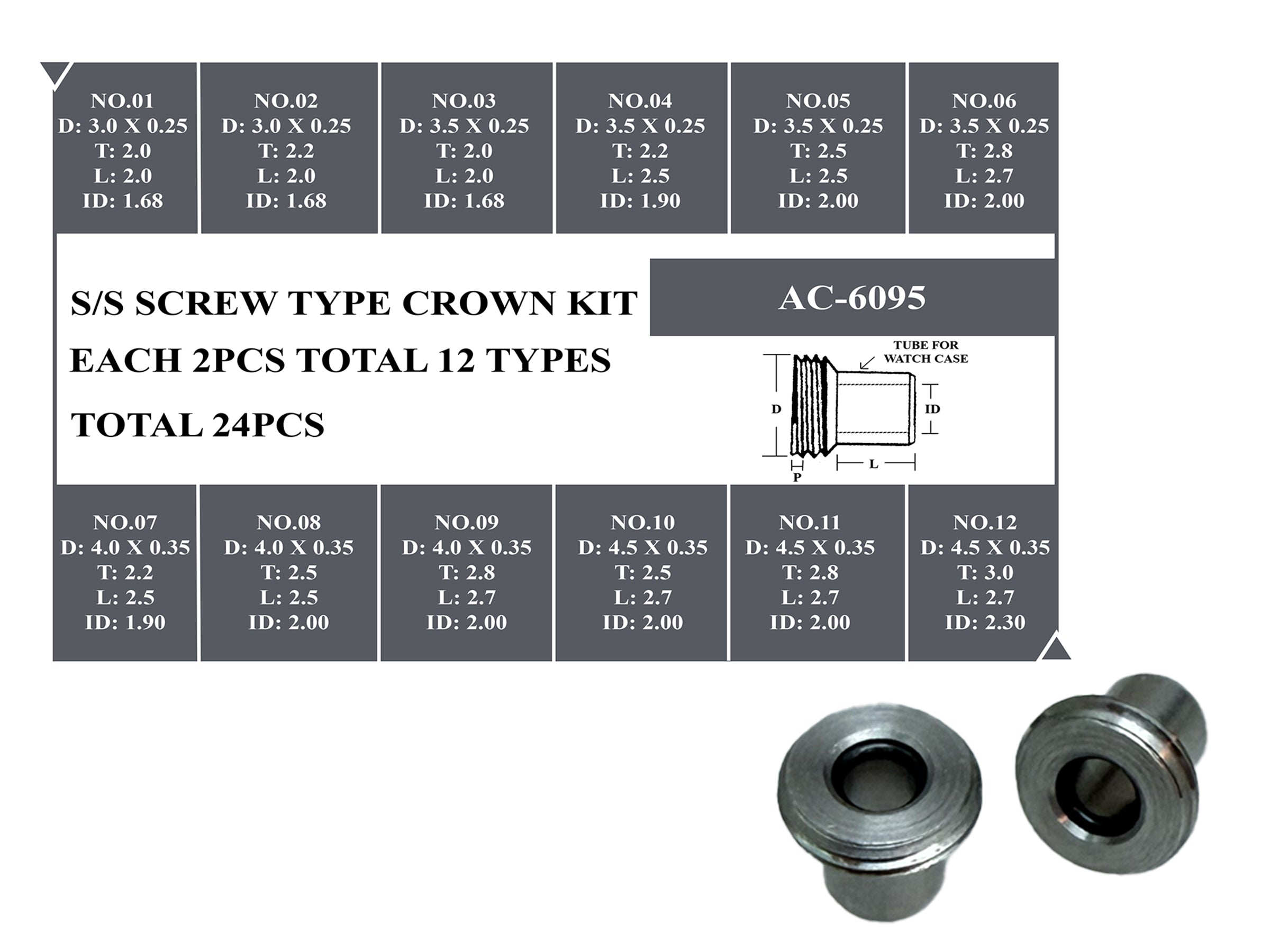 S/S SCREW-TYPE CROWN TUBE 24 PCS – DELTA LINK ENTERPRISES LTD